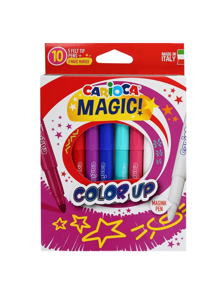 Набор фломастеров для рисования Carioca Magic Markers, 10 цветов, на водной основе