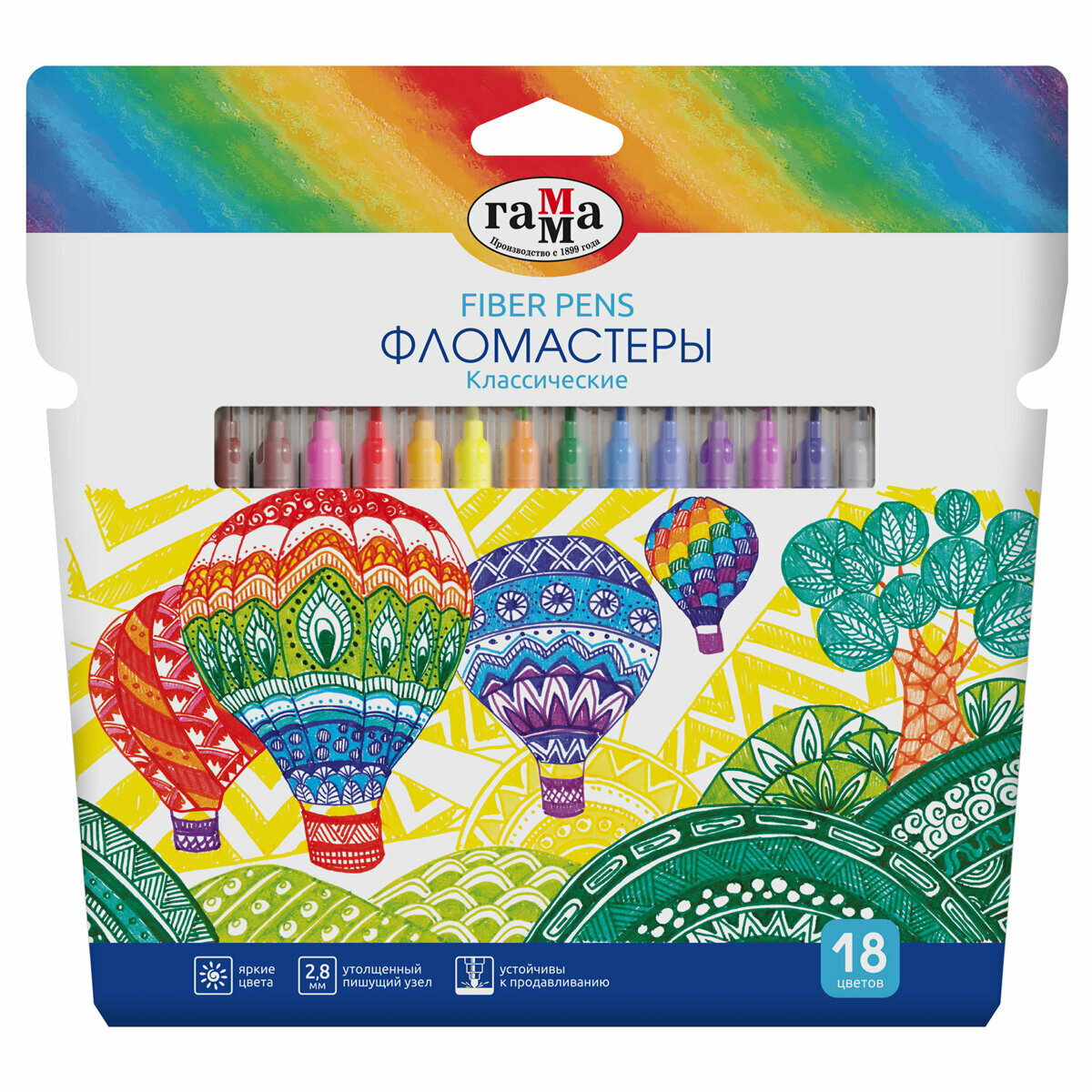 Фломастеры Гамма Классические 18 цветов 130822_18 годен до 01.2026