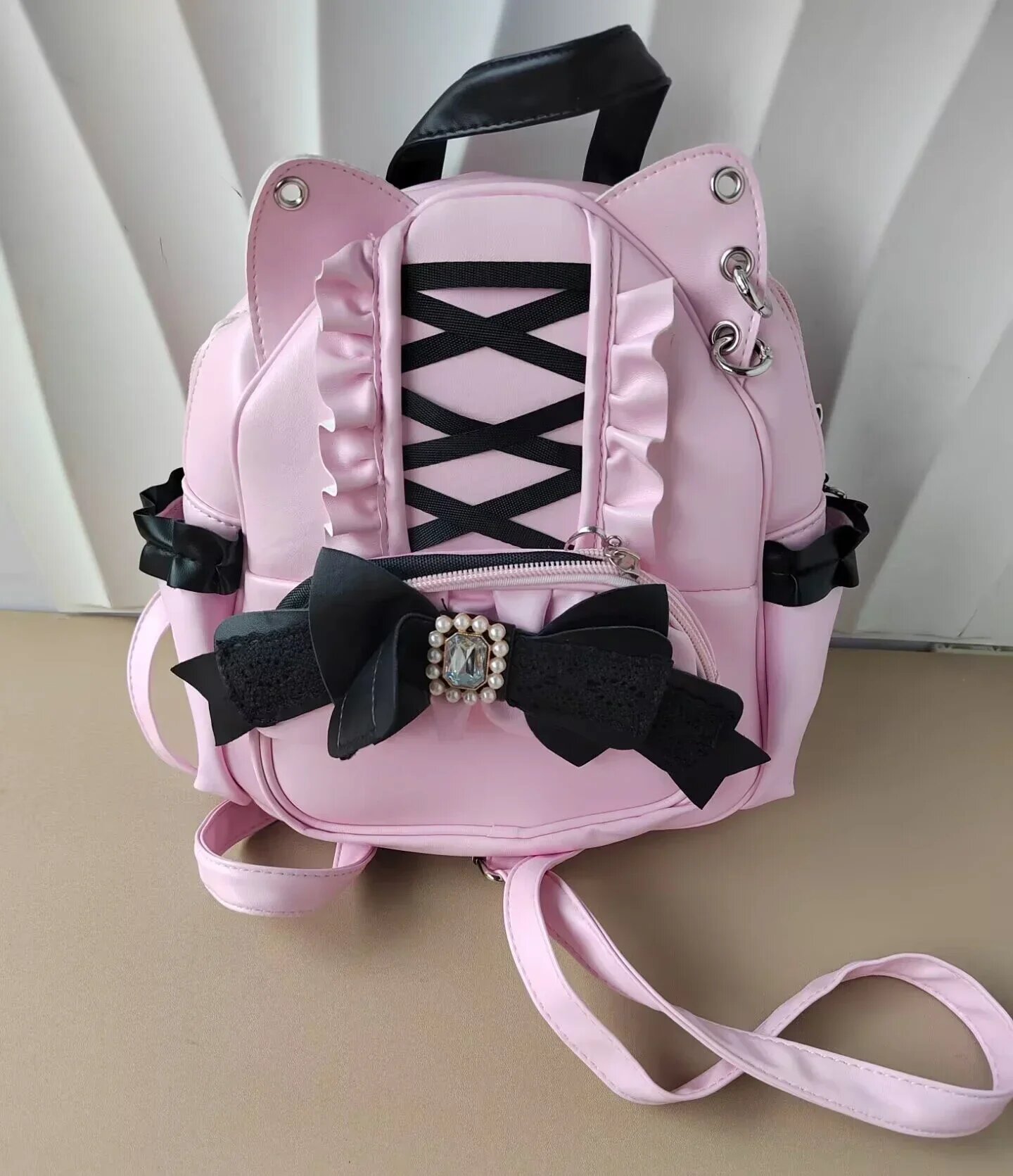 Японская кружевная школьная сумка Ita Mochila с кошачьими ушками, милая большая вместительная сумка Mochilas Mujer, новые женские сумки с бантом, студенческий рюкзак Розовый, pink purple