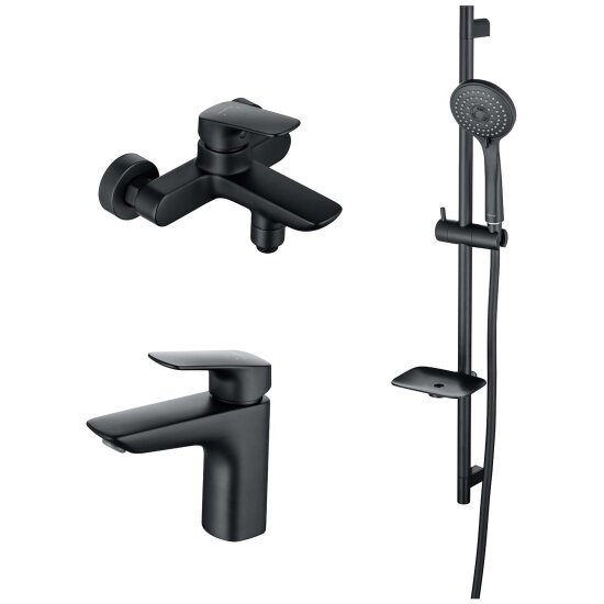 Душевой комплект Aquatek AQ1030MB вега Set 3 в 1 (AQ1010MB+AQ1040MB+AQ2011MB), матовый черный
