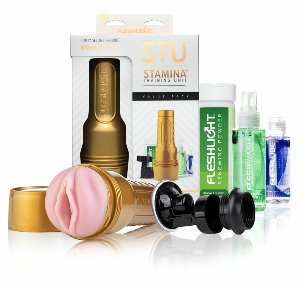 Набор Fleshlight Stamina Training Unit: мастурбатор, крепление, смазка, порошок, очиститель
