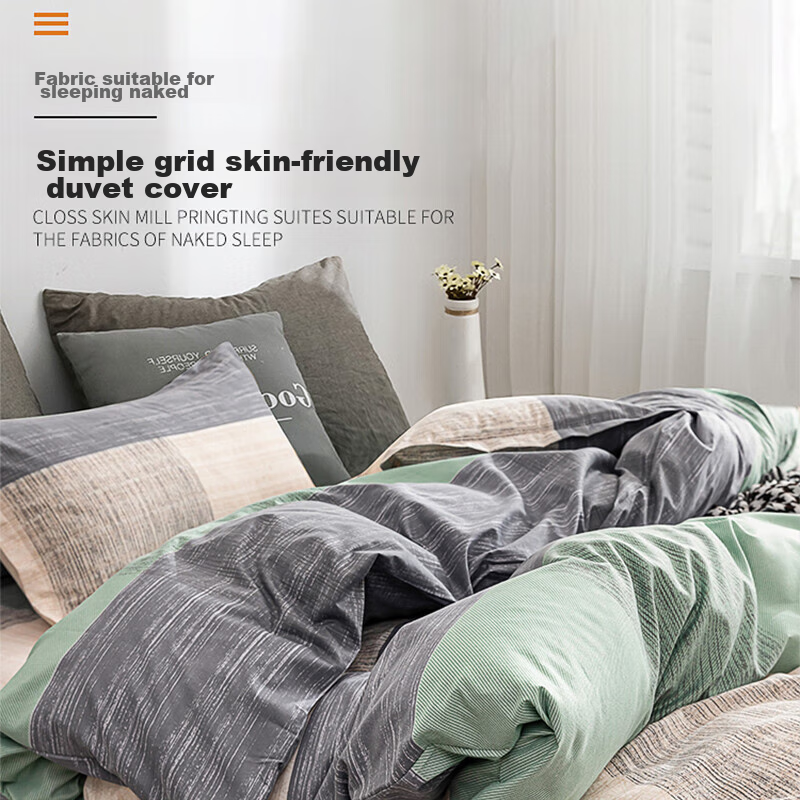 Aiwei Duvet Cover, Single Piece, Dormitory Single Bed Cover, Winter Washed Cotton Brushed Duvet Cover, 150x200cm, Striped Era