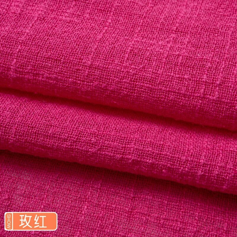 Розовая льняная хлопковая ткань для шитья, rose red