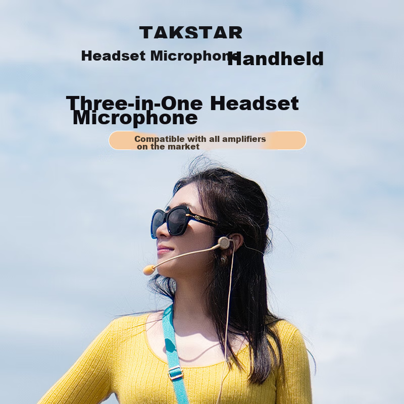 TAKSTAR HM-790 Detachable Wired Microphone, Head-Mounted And Clip-On Handheld, 3-In Multifunctional Invisible Headset Microphone, Specialized for Lavalier Microphones And Earphones Amplifiers