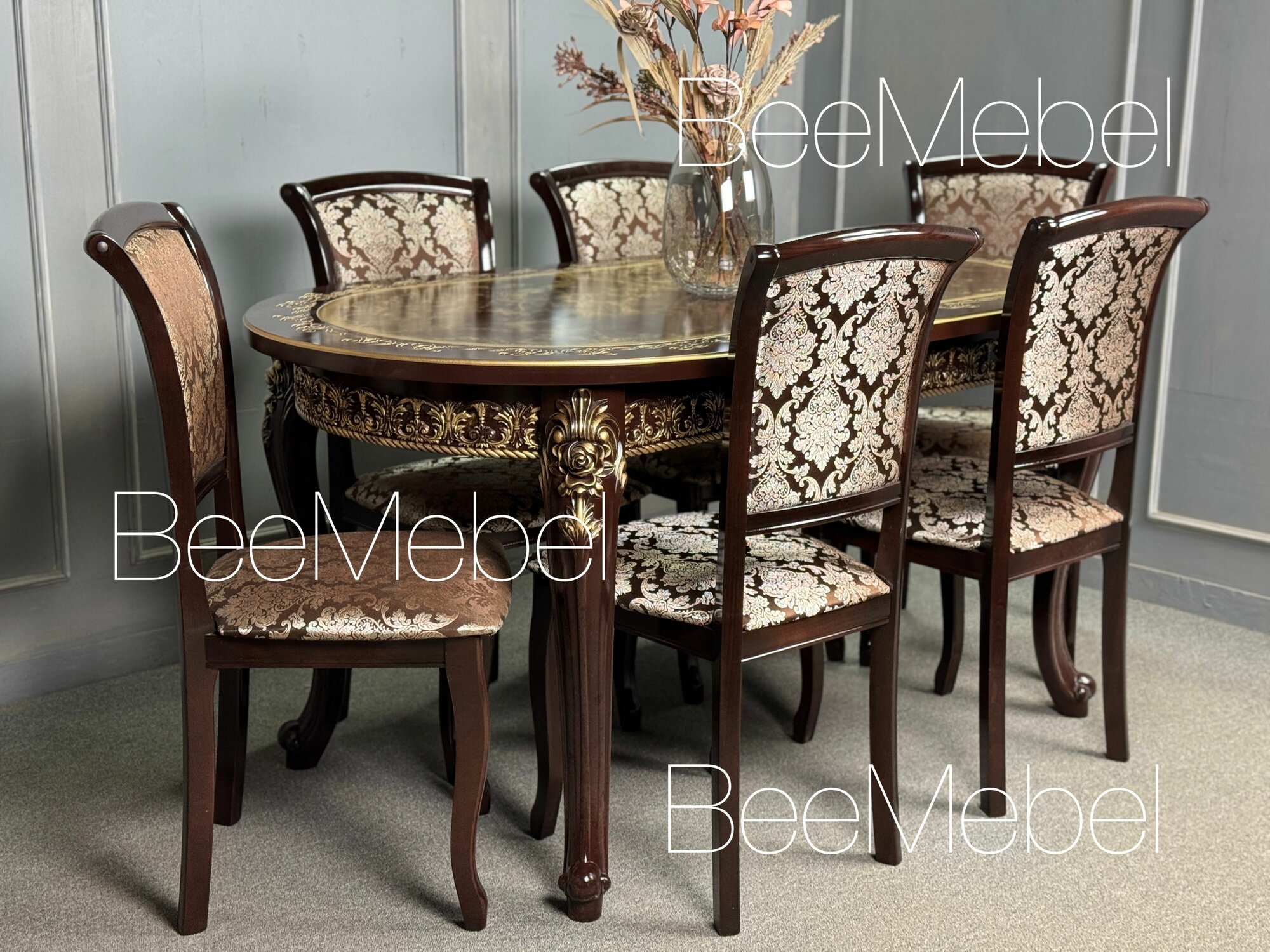 Обеденная группа, стол овальный кухонный 160/90 см и 6 стульев