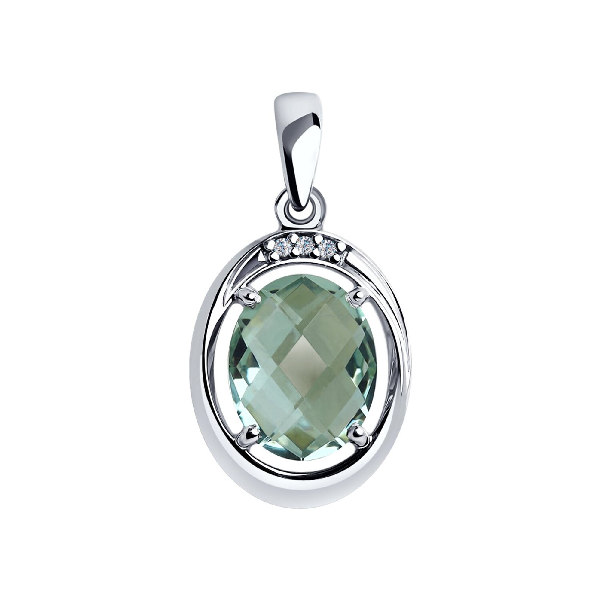 Подвеска Diamant online, серебро, 925 проба, родирование, фианит, кварц