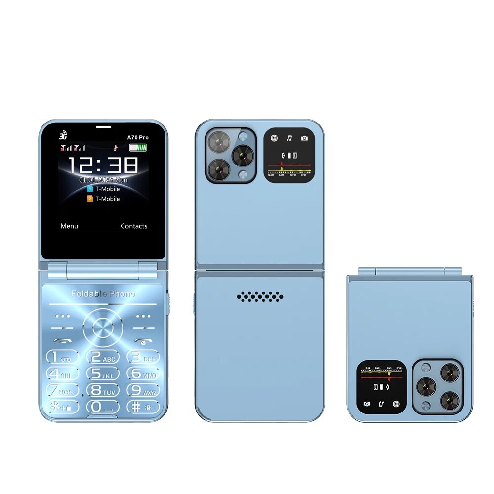 SERVO A70 PRO Flip Phone Dual SIM Card WCDMA Electric Torch Automatic Call Recording 2.6" Screen Foldable Mobile Phones Type-C