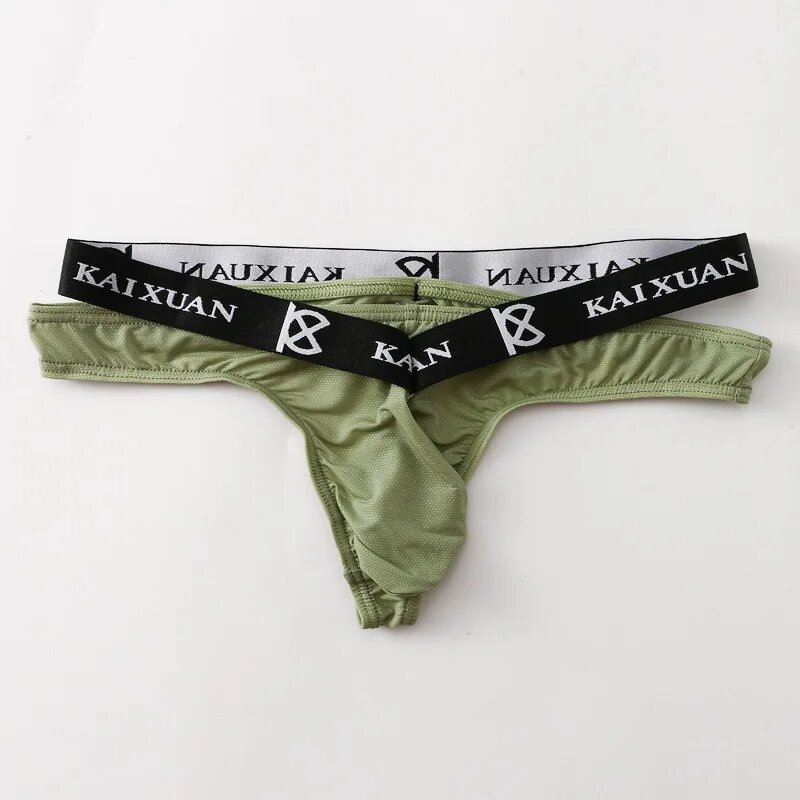 Мужские полосатые стринги из полиэстера и спандекса Темно-зеленый, XL, Army green