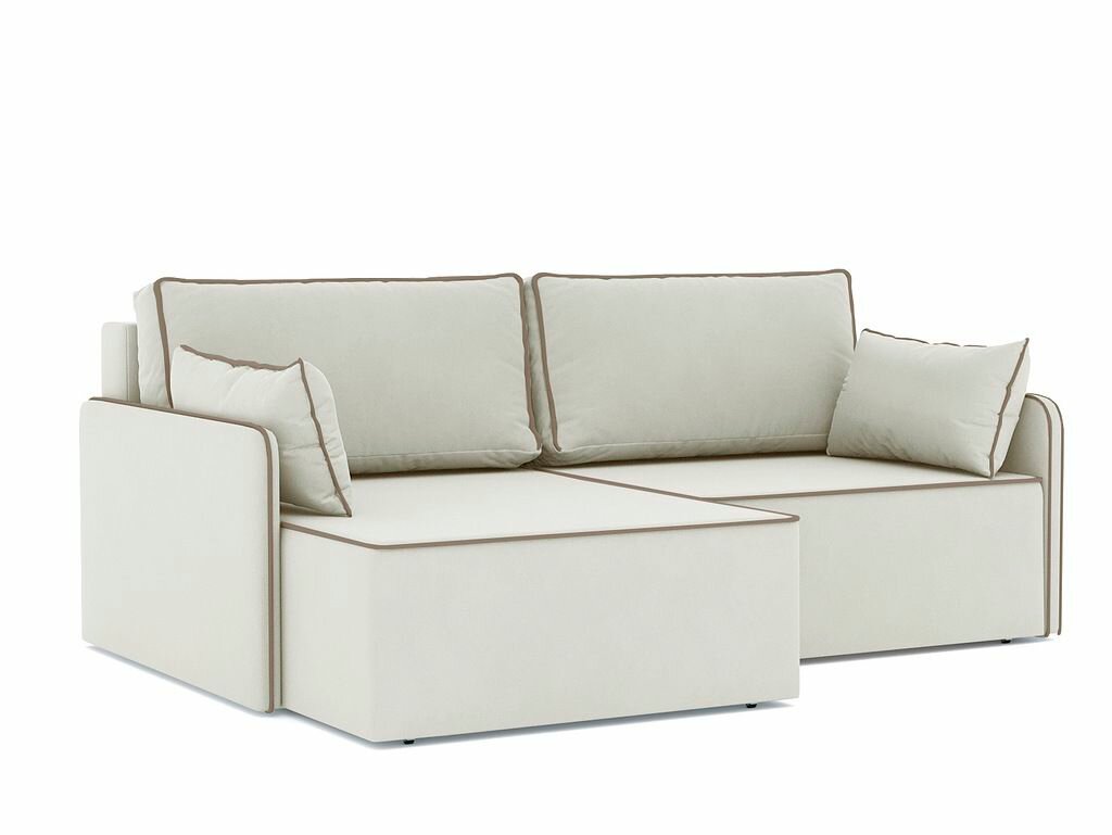 Угловой диван-кровать "блюм" велюр Зара Крим 02 кант Зара Лайт Браун 05