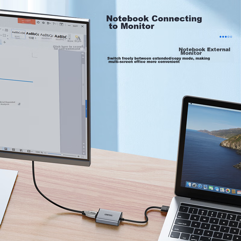 Youyuezhe USB to HDMI Converter Adapter, Projector Connection Cable, Laptop External Graphics Card, Computer to TV High-Definition Screen Mirroring Device, Video Extender