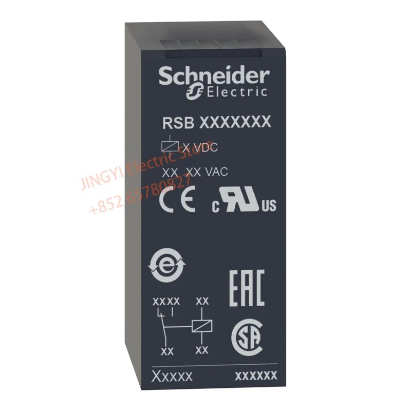 Schneider Оригинальное маленькое реле RSB2A080M7, 2 C/O — 220 В переменного тока — 8 А, промежуточное реле типа разъема RSB — без тестовой кнопки 2НО + 2NC