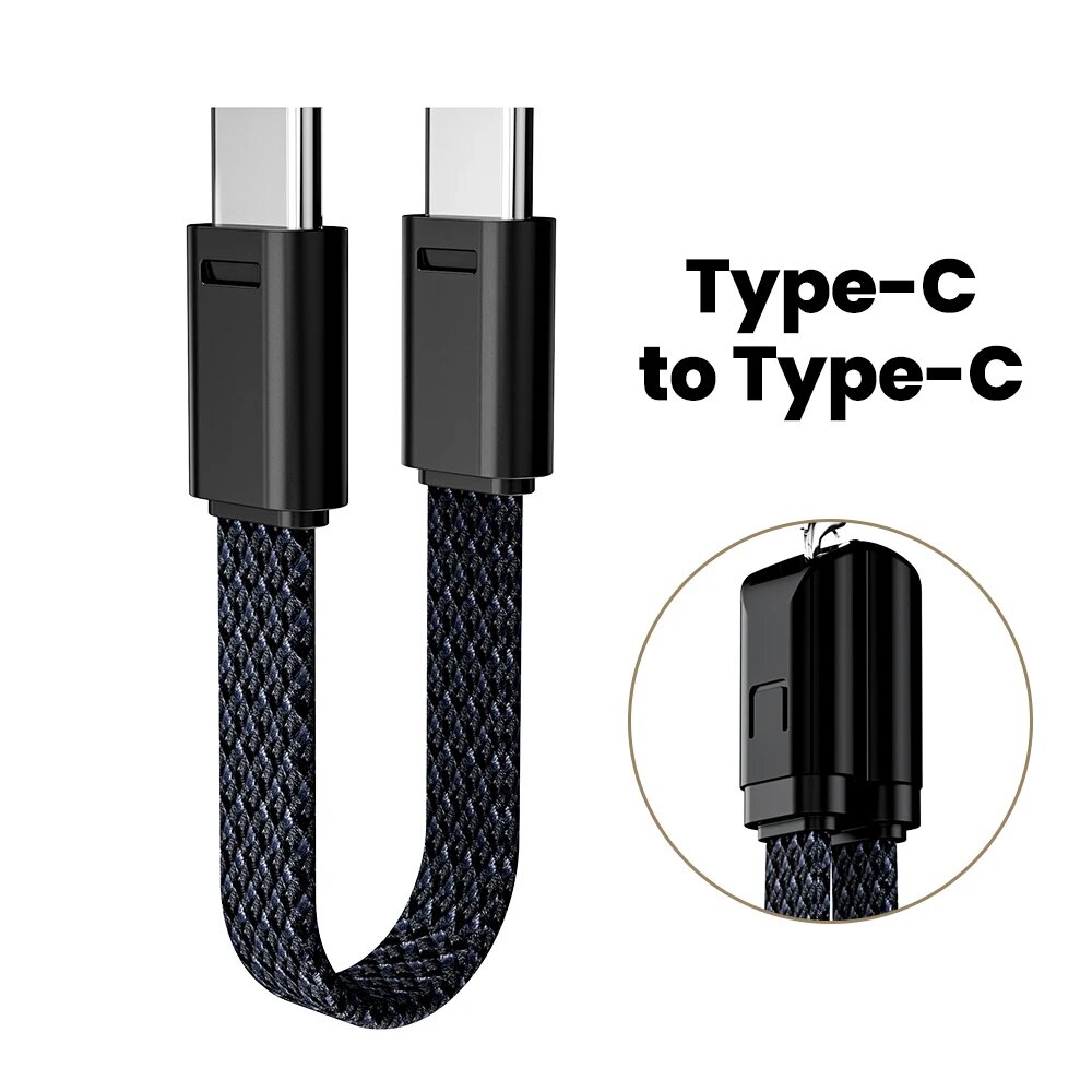 60 Вт USB C к Type C Короткий брелок-кабель для Samsung Xiaomi 16,5 см 27 Вт Тип C к 60W C to C