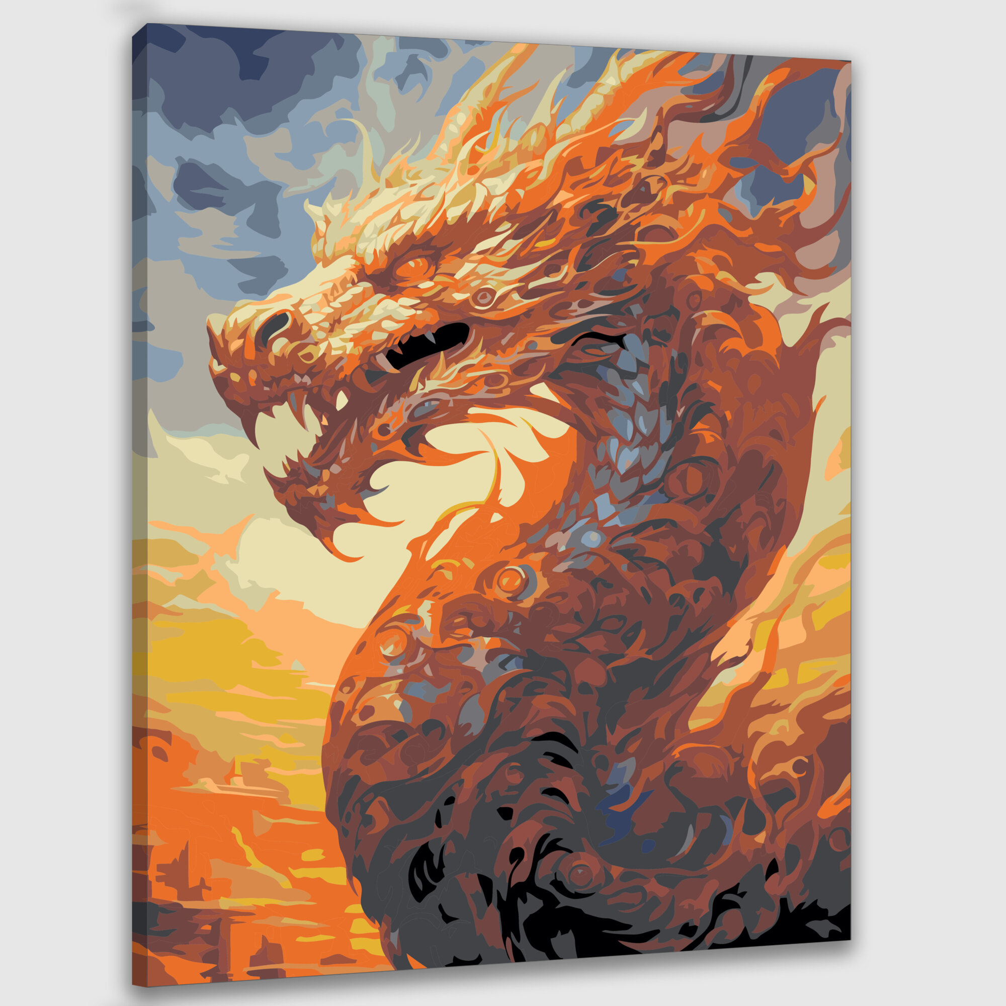 Картина по номерам 40x50 см, картина, масло, деревянный дракон, изысканные детали, символ новой эры, высокий дракон