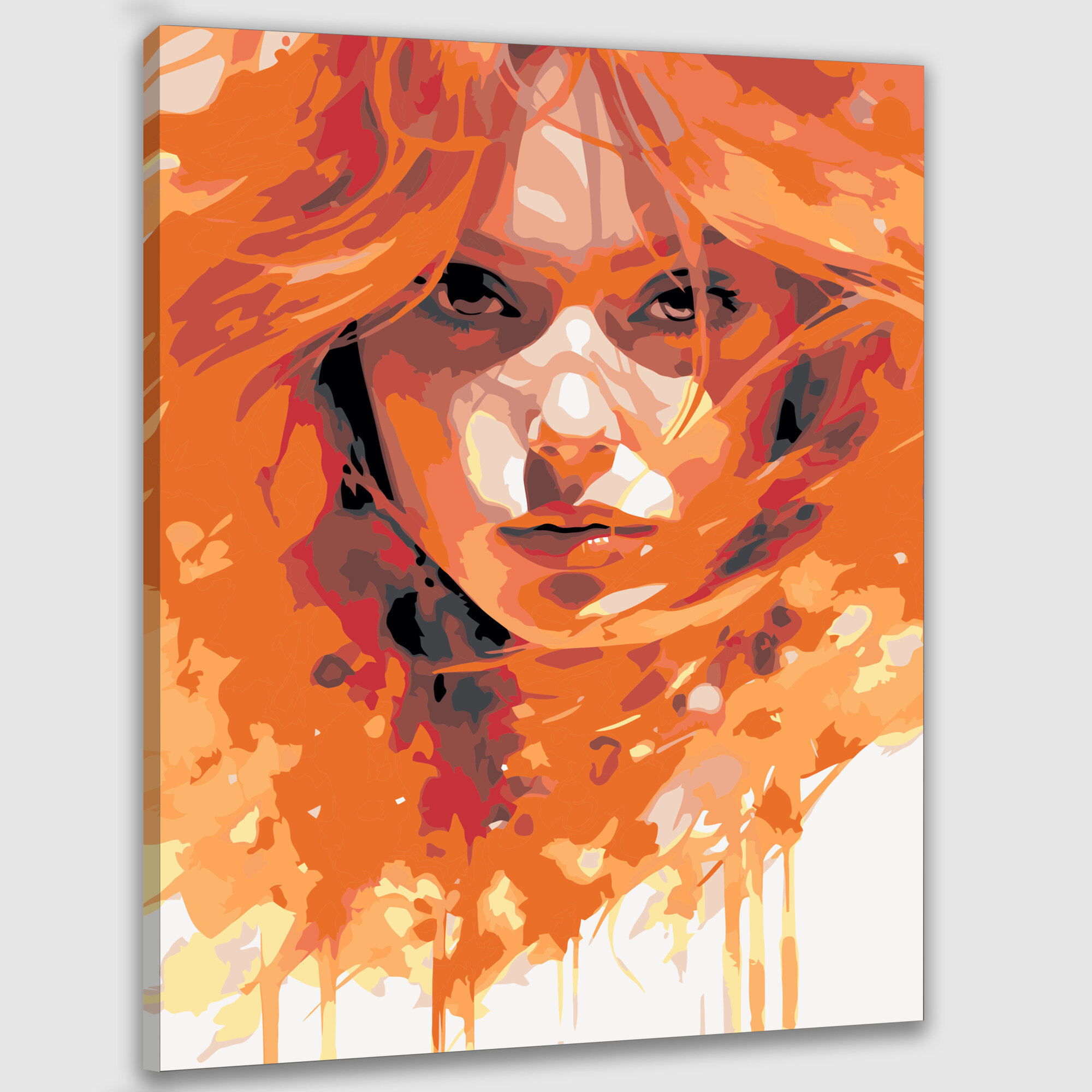 Картина по номерам 40x50 см, акварель, иллюстрация, девушка, море, страстные красные оттенки, оранжевые оттенки