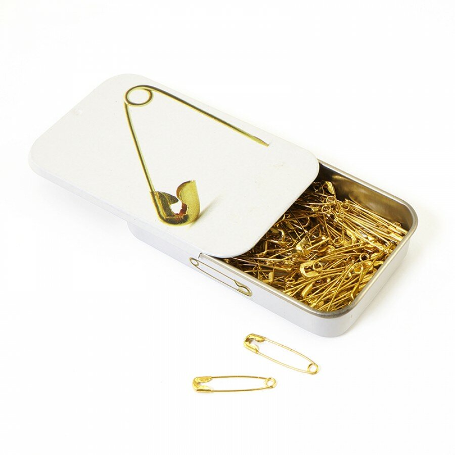 Булавки - английские безопастные в жестянной коробочке 80 мм 15 мм HEMLINE PT.419. S