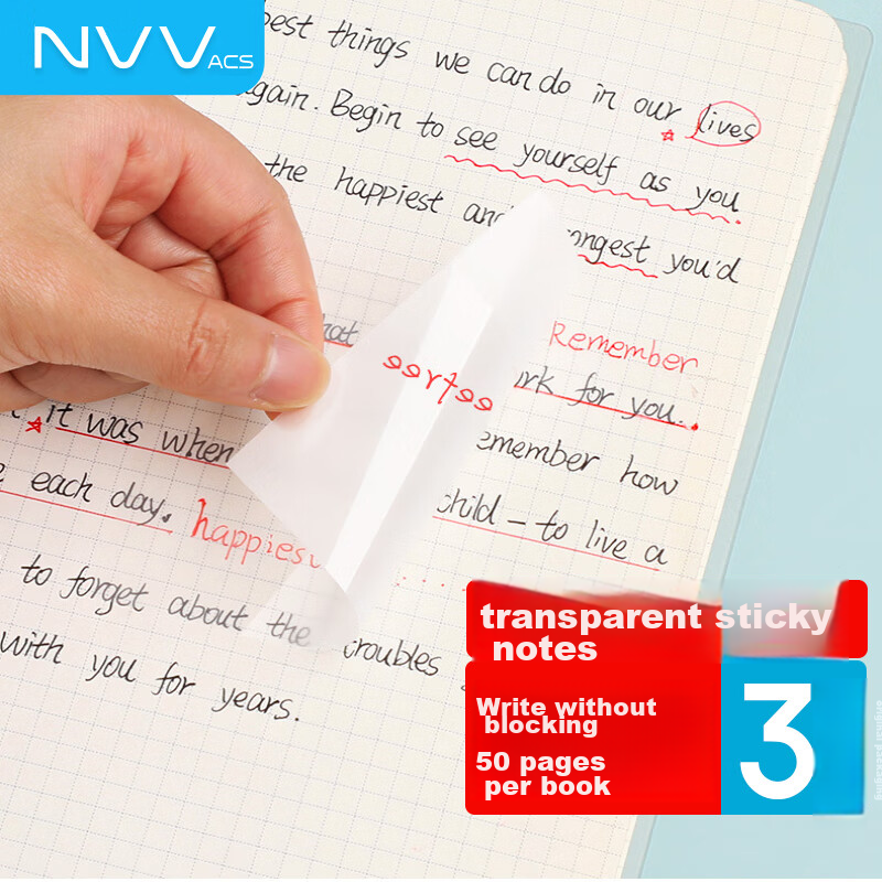 NVV transparent sticky note stickers n times wrong question waterproof high value three packs total 150 sheets BL-T01T