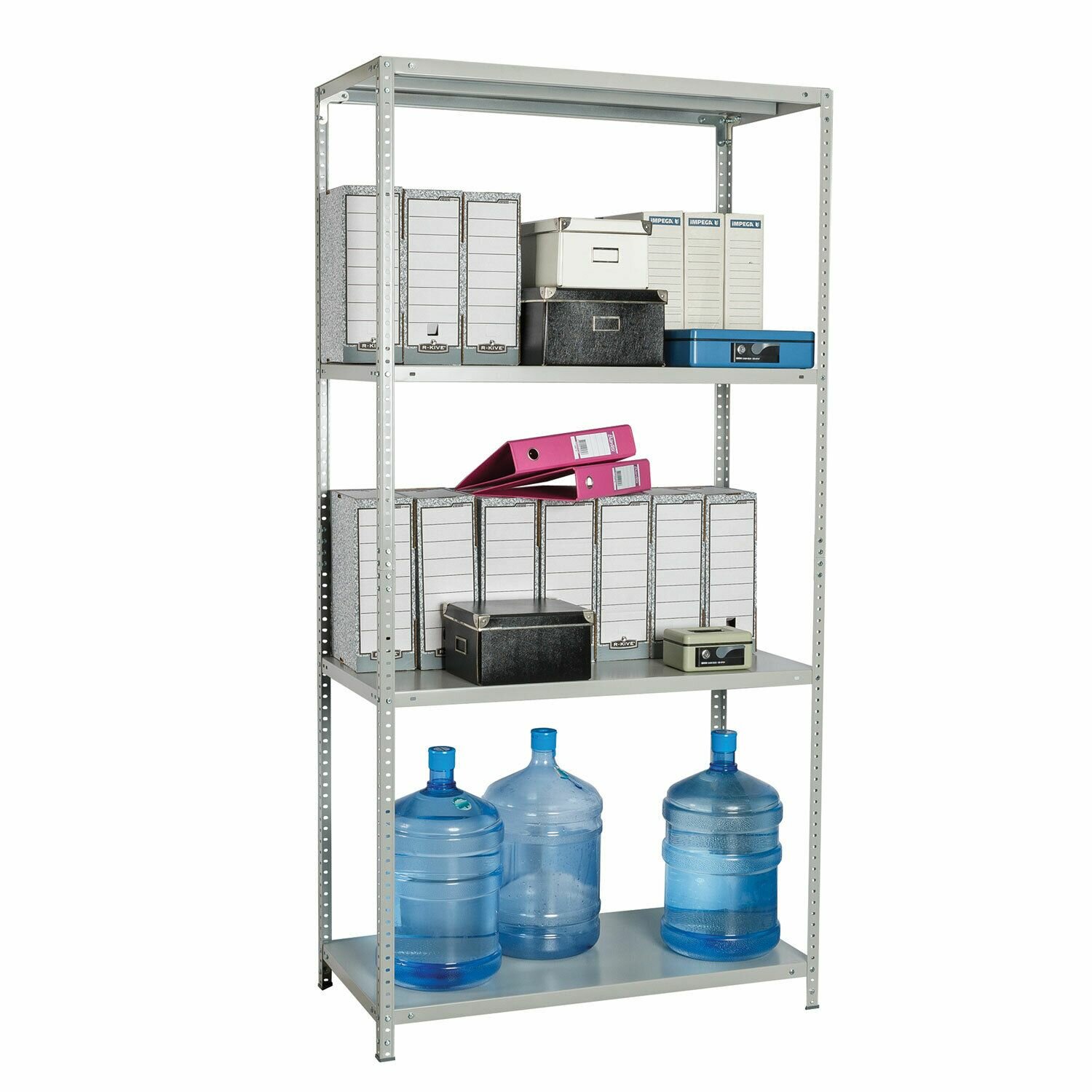 Стеллаж металлический BRABIX MS-185/40/70-4 Серый Размеры: Высота 1850мм Глубина 400мм Ширина 700мм