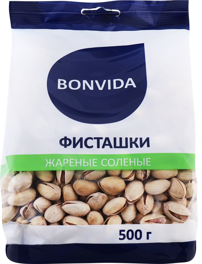 Фисташки BONVIDA жареные соленые, 500г
