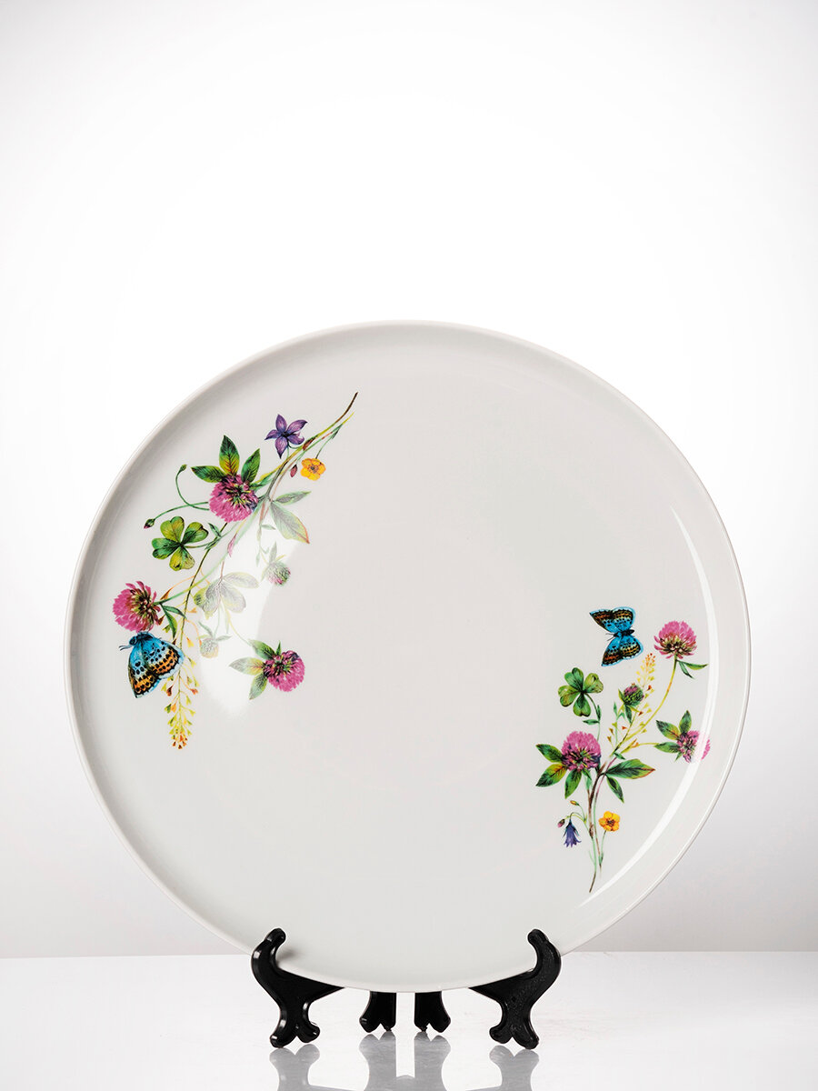 Блюдо сервировочное для пиццы фарфоровое 300 мм. Добруш "Клевер"