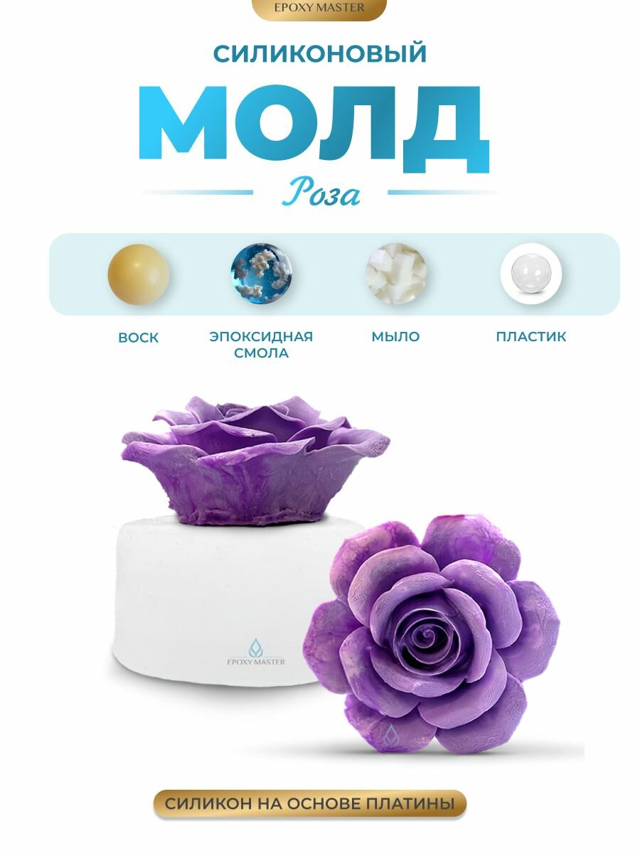 Силиконовый молд для свечей, мыла EPOXYMASTER Роза d6,6см