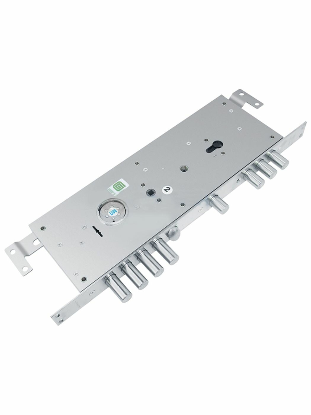 Замок Guardian (Гардиан) врезной двухсистемный ЗВ 25.14 Т (лев) с тягами (без накл), 5+1 кл (длин. кл. 54 мм) /123:453/