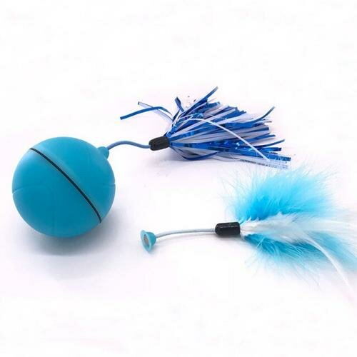 Электрические кошачьи игрушки, Rolling Ball, Smart All Automatic, лазерные перьевые игрушки, кошачьи интерактивные волшебные шары, USB зарядка (синий)