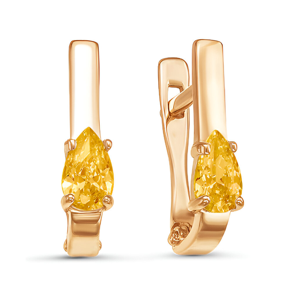 Серьги, красное золото, 585 проба, фианит