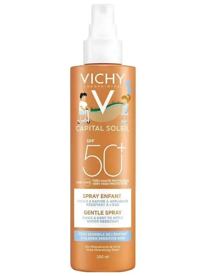 Vichy Легкий водостойкий солнцезащитный спрей для детей SPF 50+ с повышенной защитой Capital Ideal Soleil, 200 мл