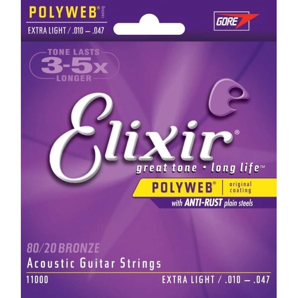 Комплект струн для 6-струнной акустической гитары 13-56 Elixir 11100 PolyWeb