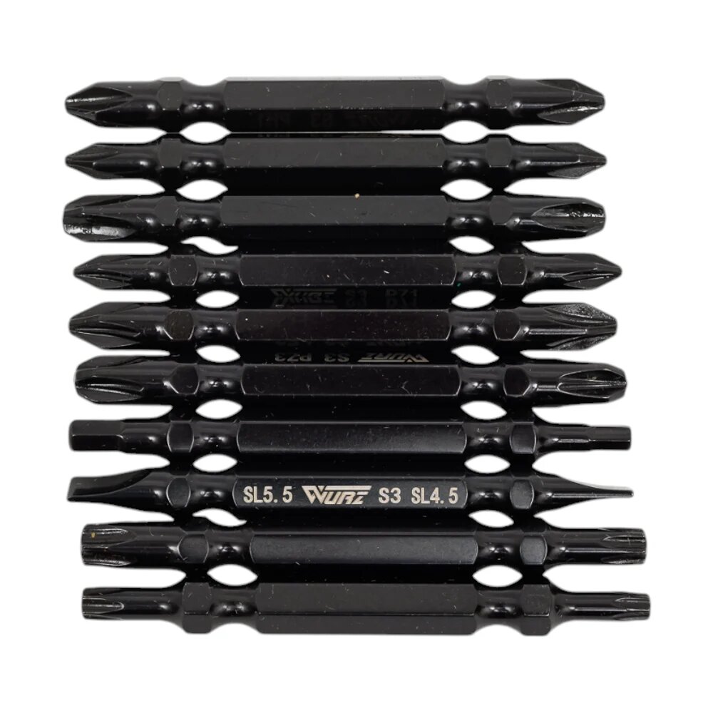 Набор двусторонних бит WURZ 4202, 10 шт, длина 65 мм, материал S3, универсальные наконечники