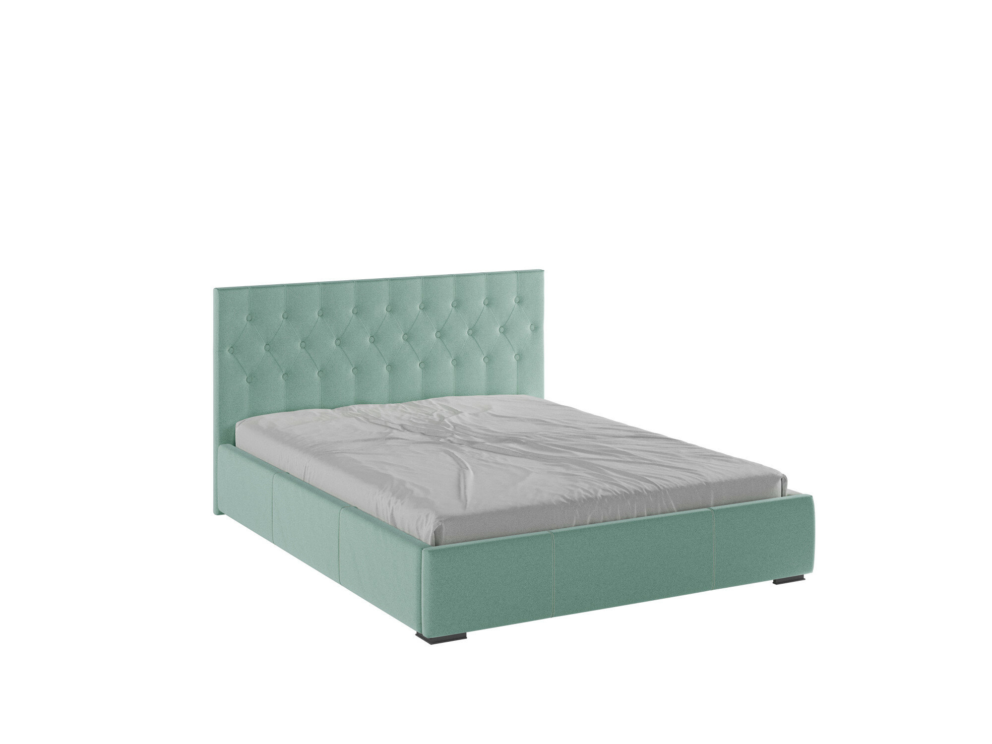 Кровать интерьерная, велюр 160, велюр мятный ромб, ортопедическое основание