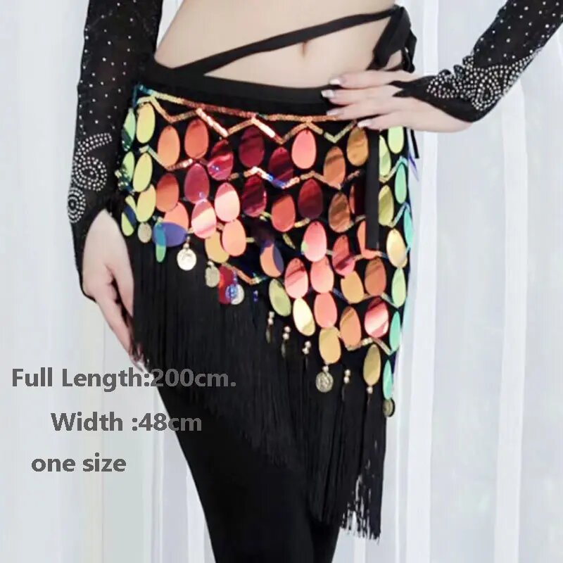 Танцевальный пояс для belly dance с блестками S, Free size 4