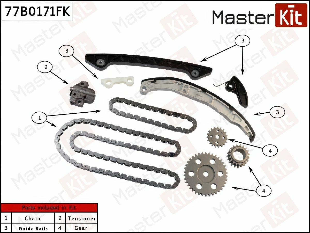 Цепь ГРМ комплект для Форд Куга 2, Мондео 4 77B0171FK MASTERKIT