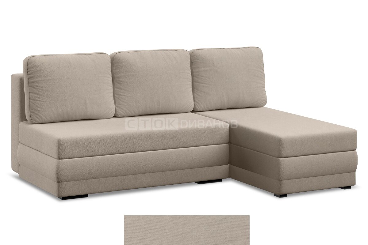 Угловой диван Сток Диванов Эконом-М Cream бежевый 195 см, механизм еврокнижка