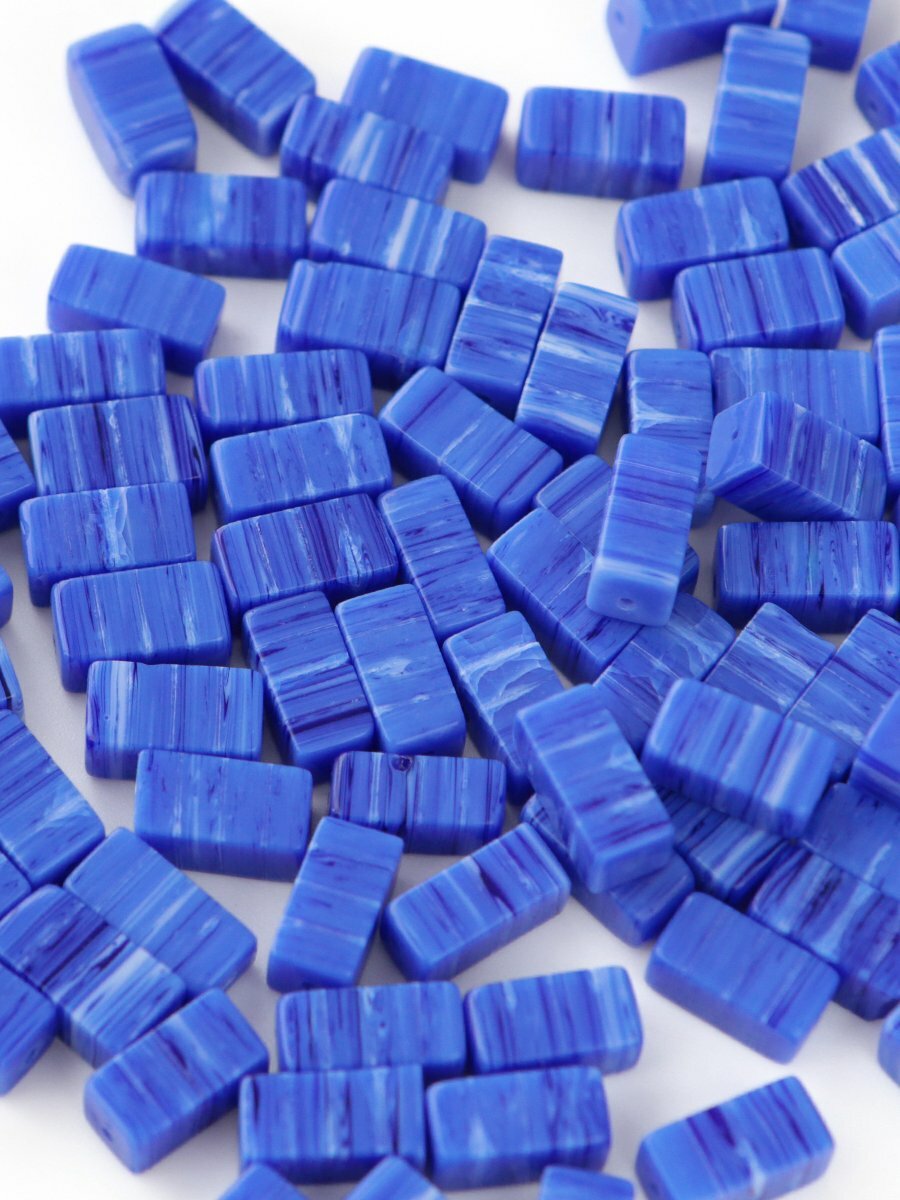 Бусины Лэмпворк стекло 20 шт, индиго, 11-12x5.5-6.5x5-6 мм