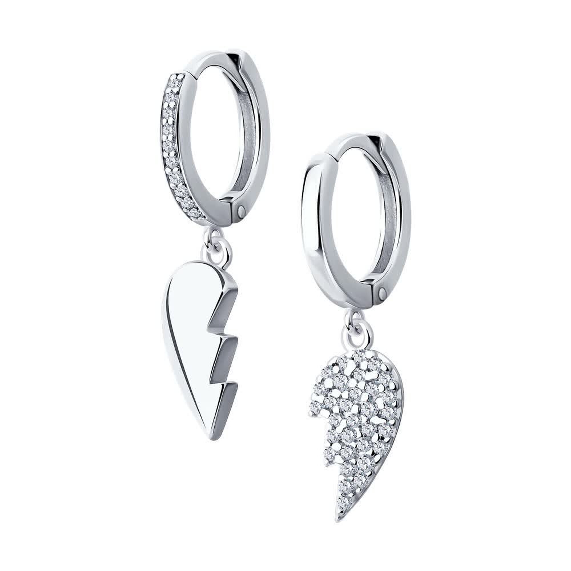 Серьги Diamant online, серебро, 925 проба, родирование, фианит