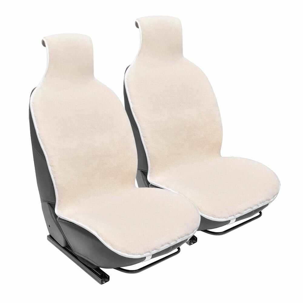 Накидка универсальная овчина искусственная (белая) Передний ряд сидений