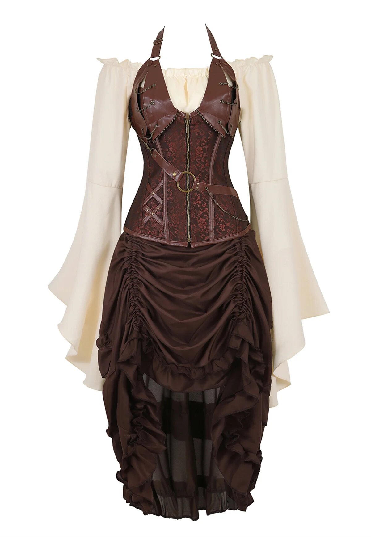 Женский стимпанк костюм пирата L, brown 15