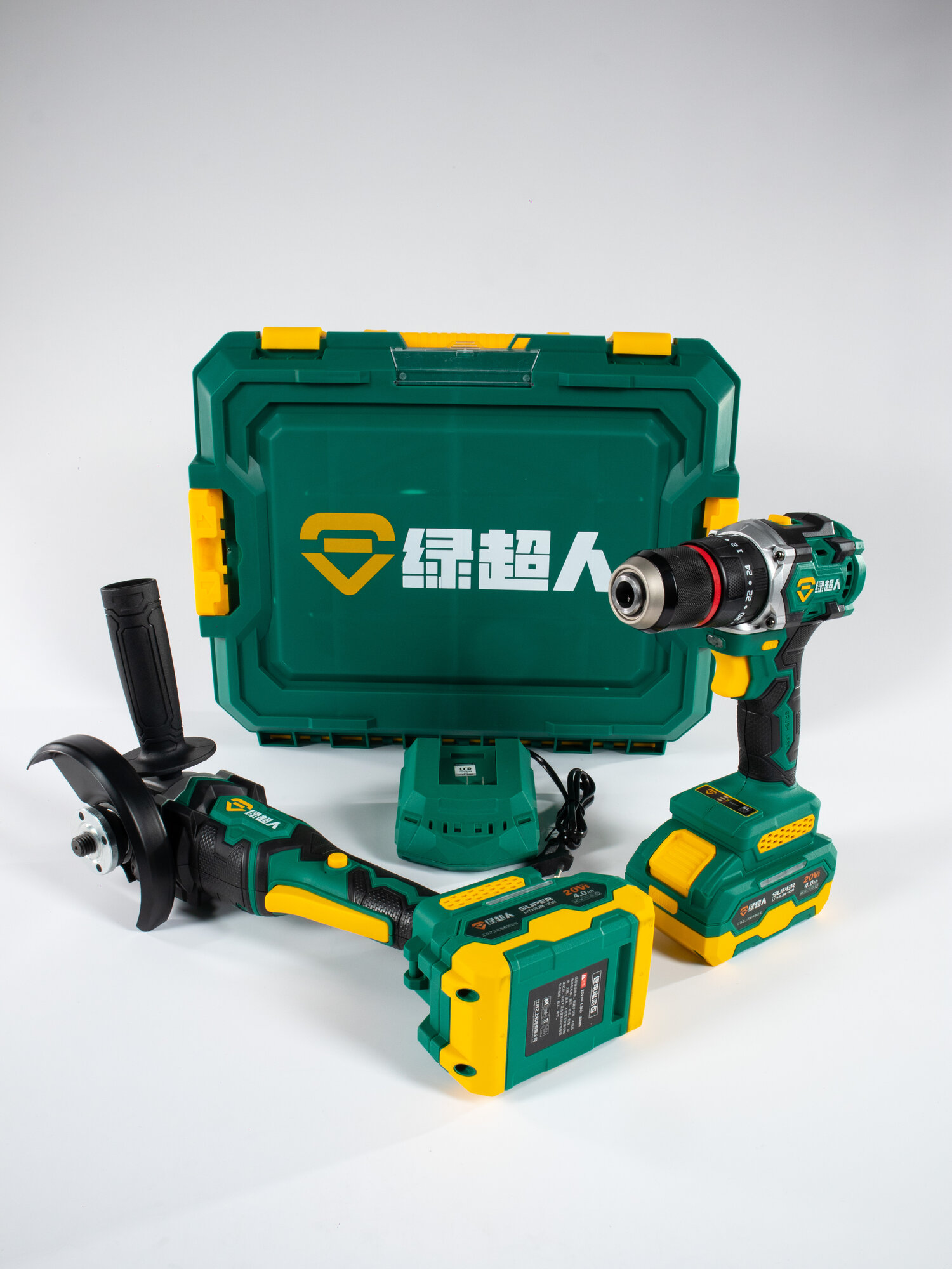 Набор электроинструмента 2в1 "Super Man", шуруповёрт 75 НМ, УШМ, 20 В, 4 Ач