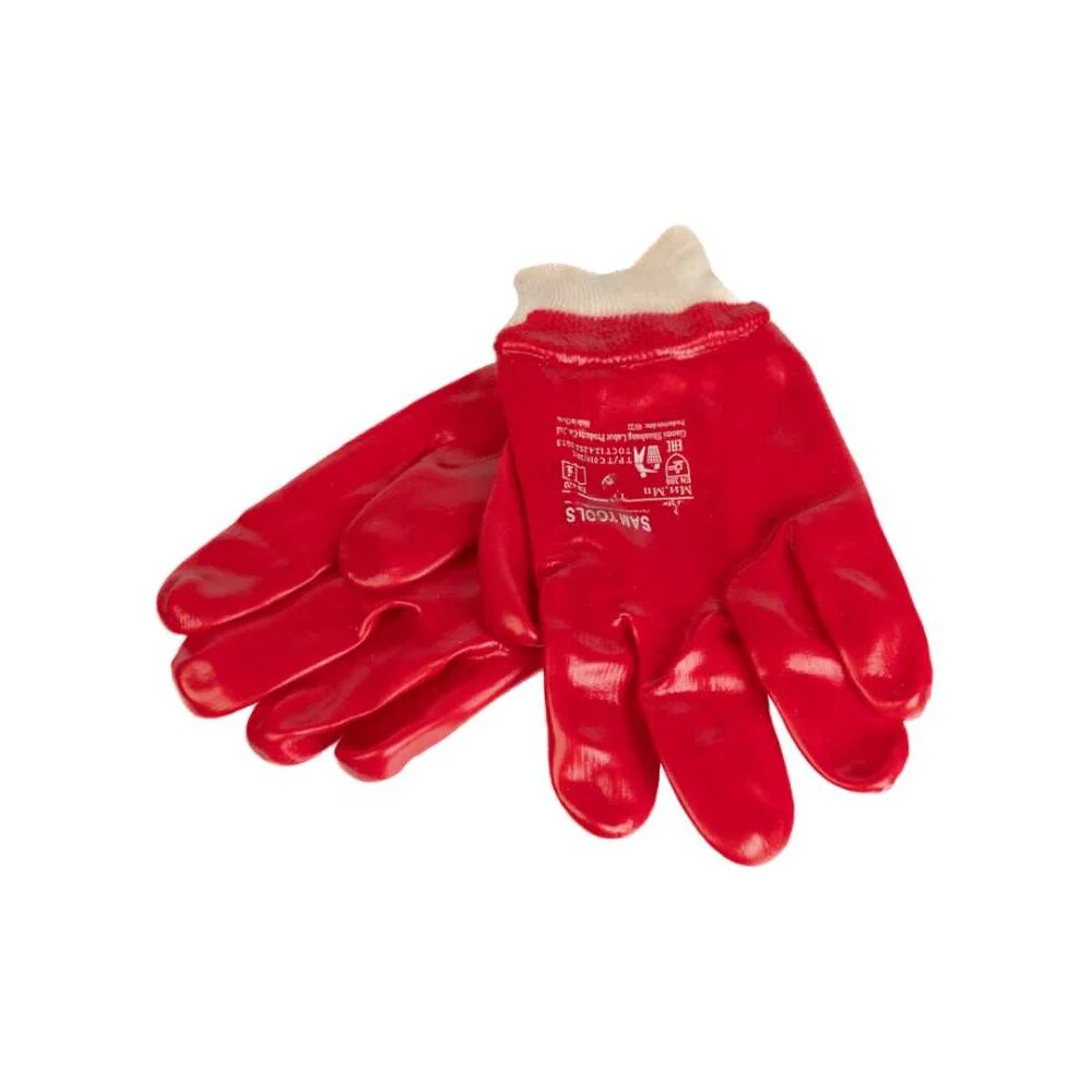 SAMGRUPP Перчатки маслобензостойкие трикотажные полный ПВХ облив красные (гранат) р.10/XL (упак 30 пар) SAMC-074000004-30