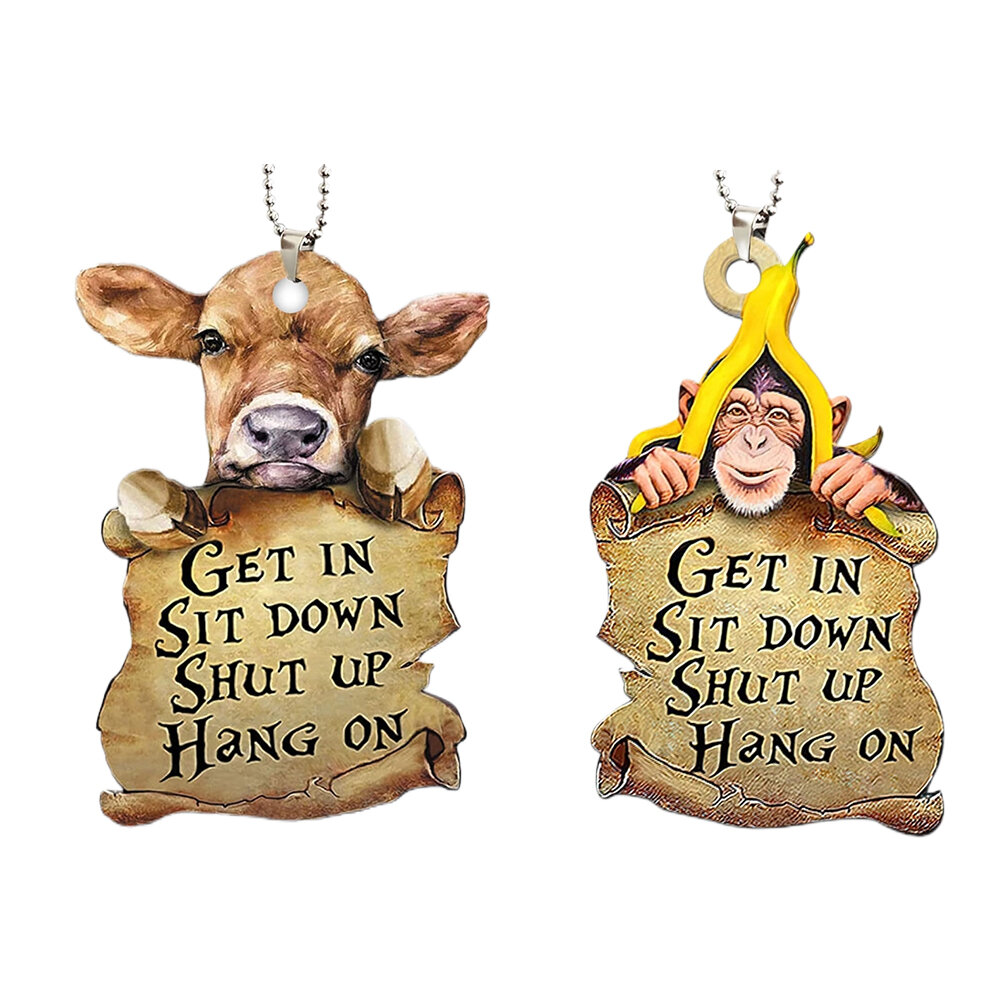 Забавная ферма животных автомобиль зеркало заднего вида подвесной орнамент акриловый двухсторонний кулон авто украшения интерьера аксессуары