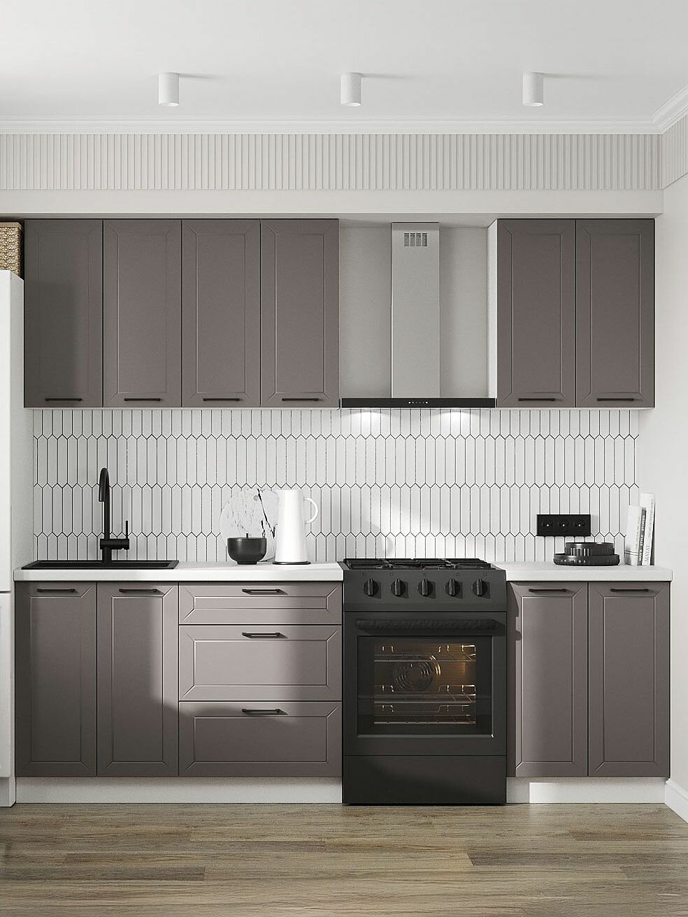 Кухонный гарнитур Сектор 1.8 м, мебель для дома и кухни, Белый / Грей