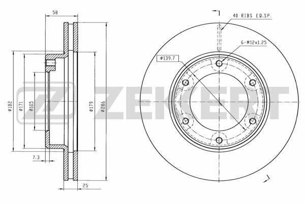 Диск торм. перед. Toyota Land Cruiser 70, 80 90-