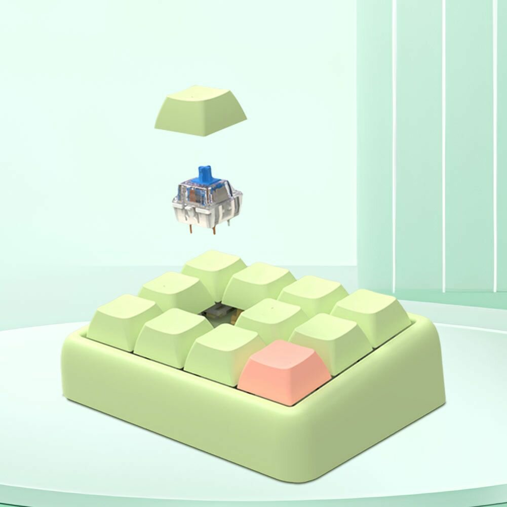 Мини-механическая клавиатура на заказ, 12 клавиш green axis, интерфейс Type-C, поддержка горячей замены