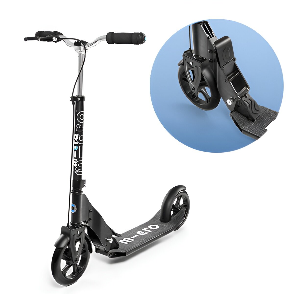 Самокат Micro "Downtown", складной, алюминиевый, нагрузка до 100 кг, черный