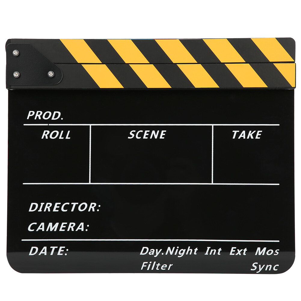 Acrylic 30x25cm Clapperboard Director Movie Clappers Film and Television Photography PropYellow striped blackboard(PAV1YBE)