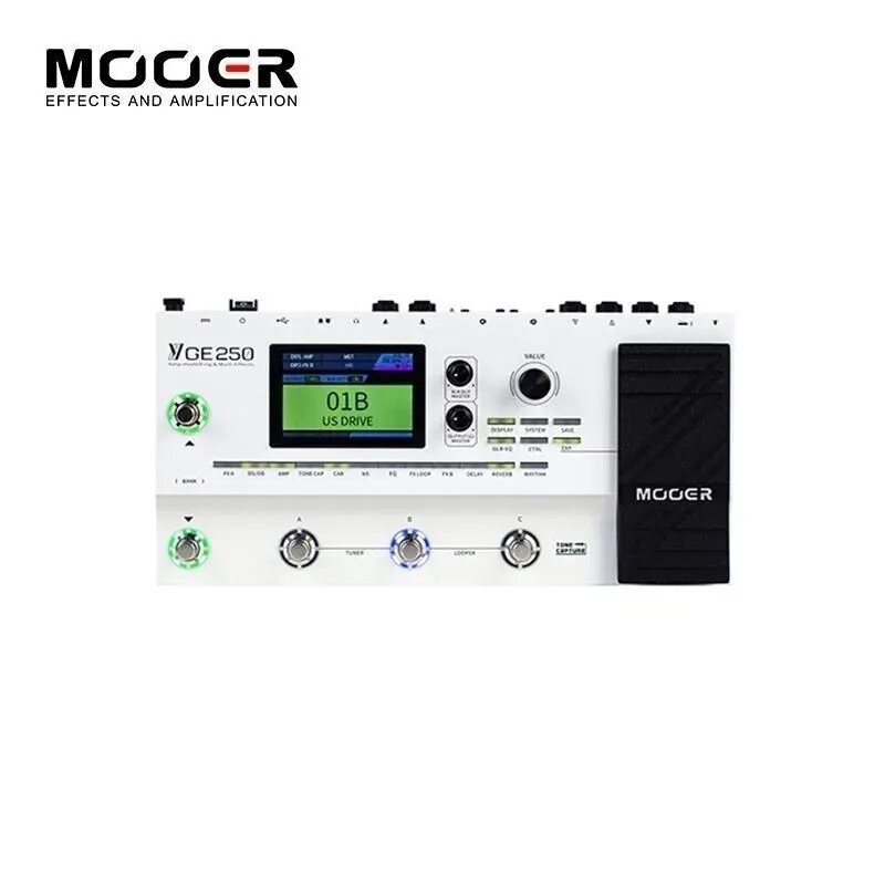 Mooer GE250 Процессор мультиэффектов с функцией захвата тона FX Loop MIDI Глобальный эквалайзер Драм-машина Стерео петлитель