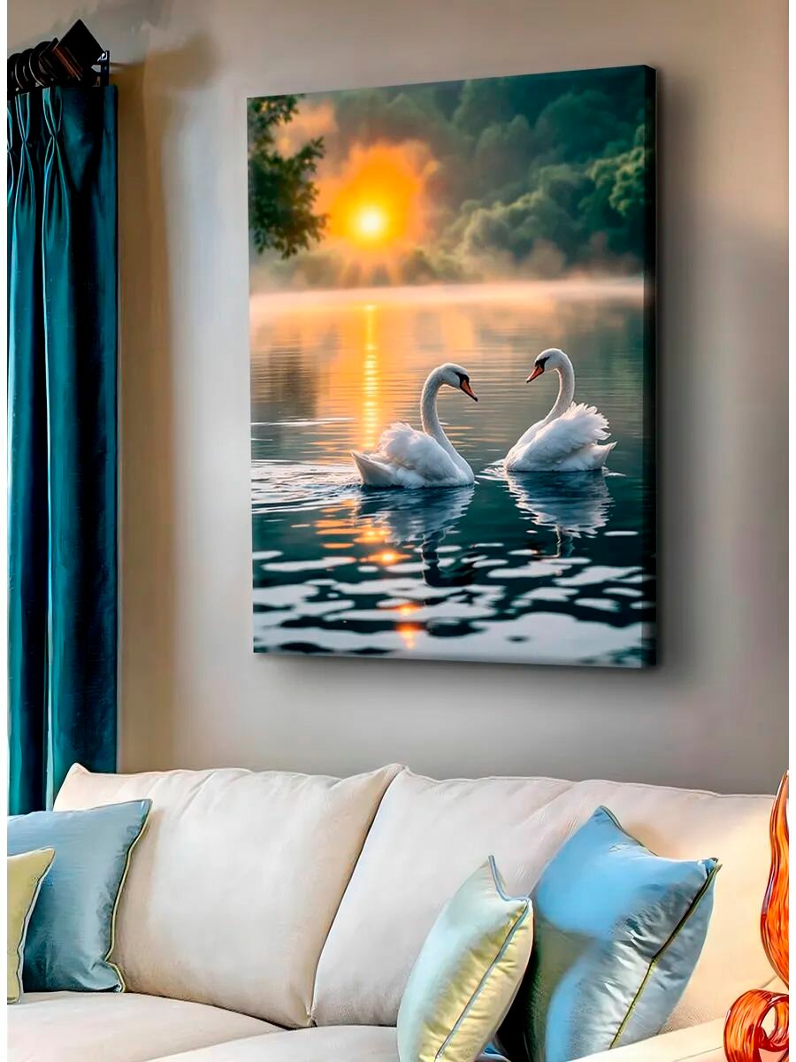 Картина "Лебединая верность", интерьерная 30х40см 1шт.