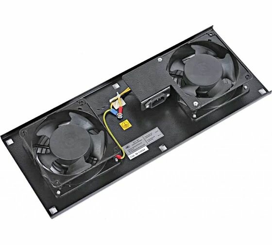 Вентиляторный модуль Cabeus с 2-я вентиляторами для установки в настенные шкафы серии SH-05F, цвет черный (RAL9004) TRAY-FAN2-BK