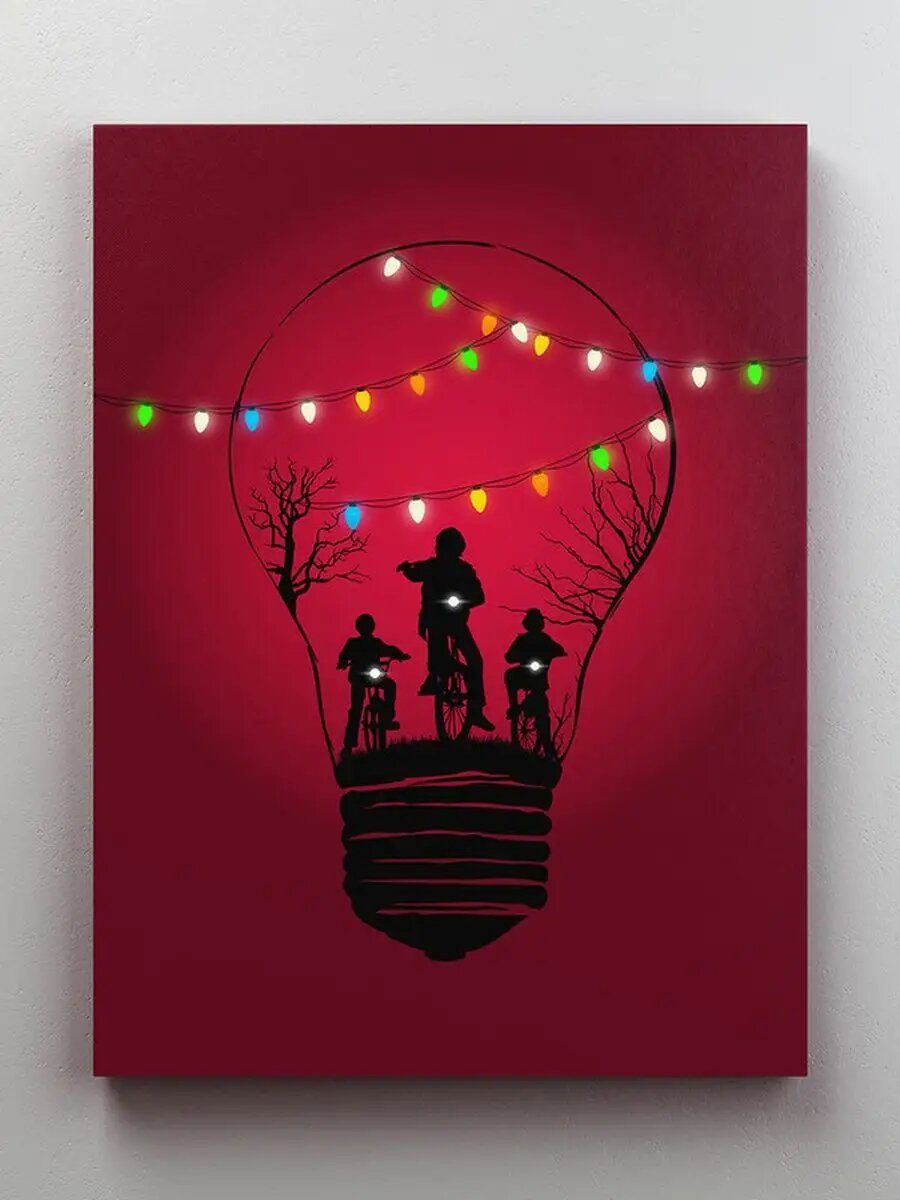 Интерьерная картина на холсте "Очень странные дела - лампочки" размер 30x40 см